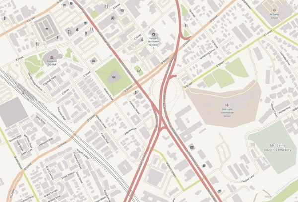Detailed Editable Vector Map of Hayward, CA – Map Illustrators