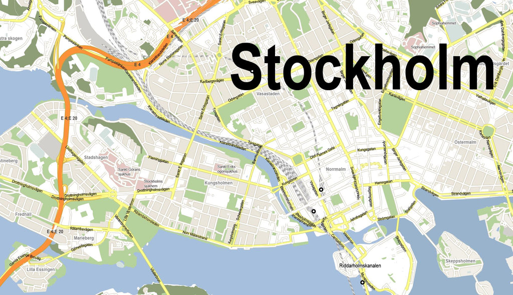Editable City Map of Stockholm metropolitan area – Map Illustrators