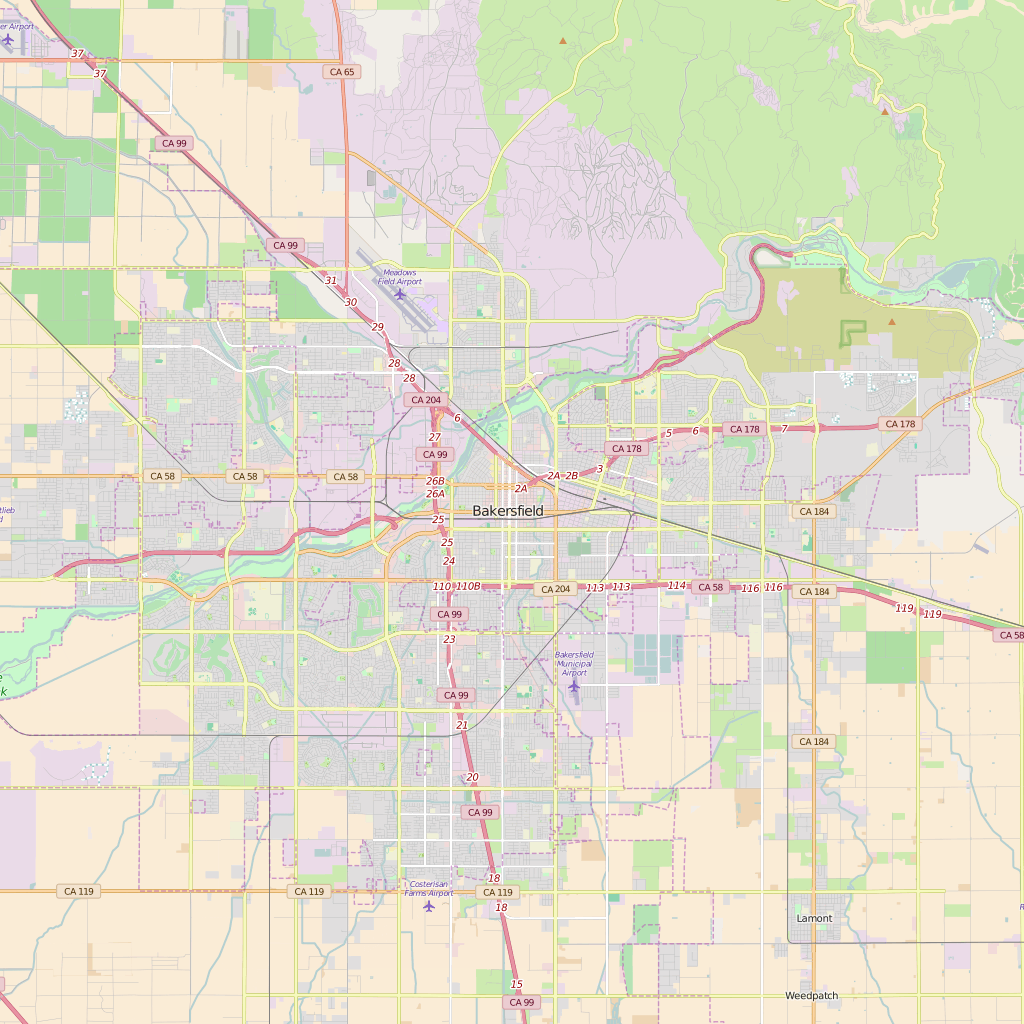 Road Map Of Bakersfield Ca