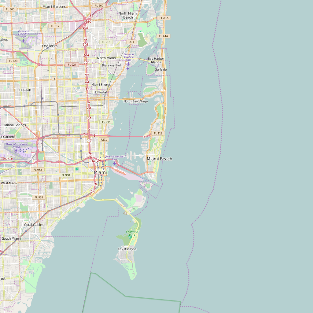 Detailed Map Miami Beach Empty Vector Map Miami Beach Florida Stock